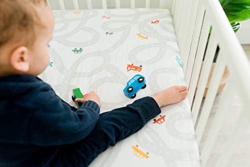 100% Cotton Fitted Crib Sheet - Premium Baby Bedding - Soft, Breathable & Durable - Cars Print