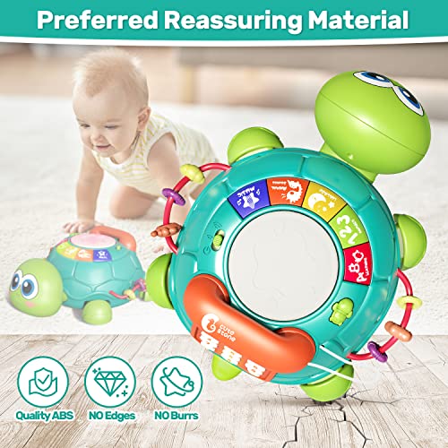 CUTE STONE Baby Toys 6 to 12 Months, Musical Turtle Crawling Baby Toys for 12-18 Months, Early Learning Educational Toy with Light & Sound,Toy for Infant Toddler Boy Girl 7 8 9 10 11 12 Month