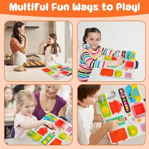 Kitchen Busy Board with Music and Lights, Toddler Travel Toys for Babies 18+ Months, Montessori Busy Board Educational Learning Activities Fine Motor Skills & Kitchen Cognition Game Board