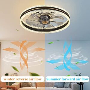 Fszdorj 2023 Upgraded Ceiling Fan F101 Black Ceiling Fans with Lights App & Remote Control, Timing & 3 Led Color Led Ceiling Fan, 6 Wind Speeds Modern Ceiling Fan for Bedroom, Living Room, Small Room