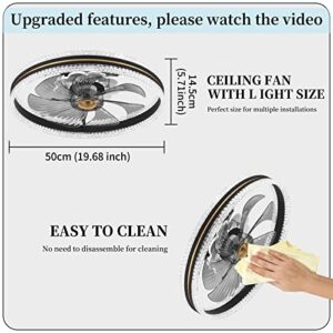 Fszdorj 2023 Upgraded Ceiling Fan F101 Black Ceiling Fans with Lights App & Remote Control, Timing & 3 Led Color Led Ceiling Fan, 6 Wind Speeds Modern Ceiling Fan for Bedroom, Living Room, Small Room