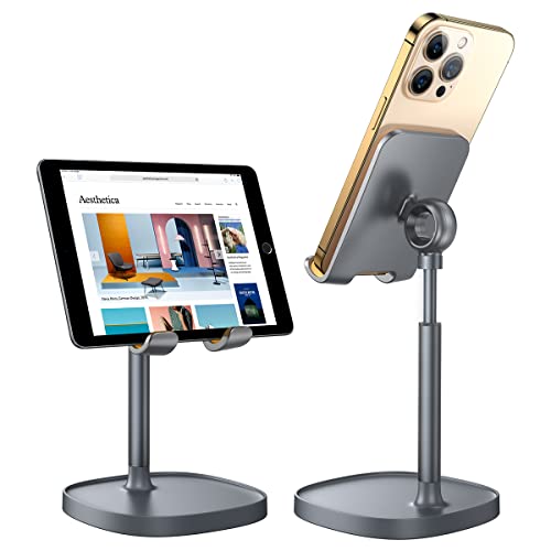 LISEN Office Supplies Decor Cell Phone Stand Universal Home Office Desk, Reduce Neck Pain Height Angle Adjustable Cell Phone Stand, Taller, and More Photogenic iPhone Stand When Phone & Tablets Video…