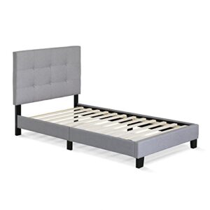 furinno laval button tufted upholstered platform bed frame, twin, glacier