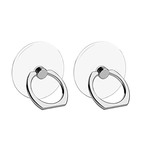 VOVIGGOL Transparent Phone Ring Holder Stand 2 Pcs, 360° Rotation Cell Phone Ring Holder Mobile Finger Kickstand Hand Phone Grip for iPhone, Clear Phone Ring for Phone Case (Round)