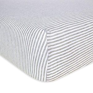 burt's bees baby - fitted crib sheet, boys & unisex 100% organic cotton crib sheet for standard crib and toddler mattresses (heather grey thin stripes)