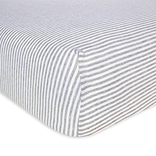 Burt's Bees Baby - Fitted Crib Sheet, Boys & Unisex 100% Organic Cotton Crib Sheet For Standard Crib and Toddler Mattresses (Heather Grey Thin Stripes)