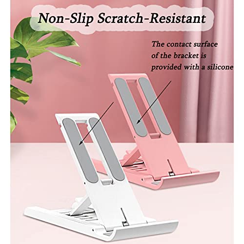 Phone Stand for Desk, Home, Office, Adjustable Foldable Phone Holder Compatible with iPhone 14/13/12/11/Xs/Xr Series, iPad, Samsung, Google and Other Smartphones - Pink