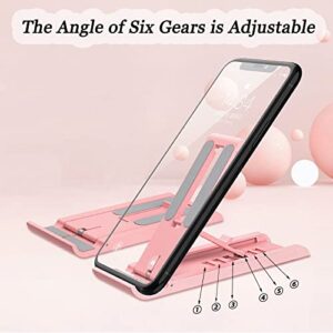 Phone Stand for Desk, Home, Office, Adjustable Foldable Phone Holder Compatible with iPhone 14/13/12/11/Xs/Xr Series, iPad, Samsung, Google and Other Smartphones - Pink