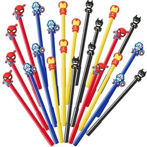 afzmon 24pcs superhero party favors gel pen, superhero themed pens black gel ink pens cute kawaii gifts for kids, superhero themed party supplies pinata stuffers and school office supplies