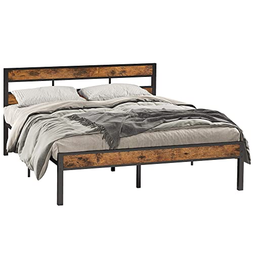 LIKIMIO Queen Bed Frame with Headboard, Platform Metal Bed Frame Queen with 14 Heavy Duty Steel Slats, More Sturdy, Noise-Free, No Box Spring Needed