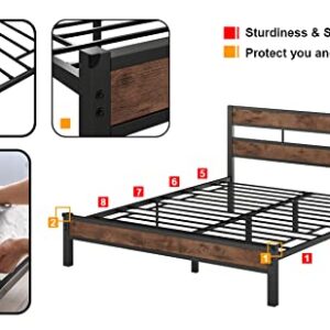 LIKIMIO Queen Bed Frame with Headboard, Platform Metal Bed Frame Queen with 14 Heavy Duty Steel Slats, More Sturdy, Noise-Free, No Box Spring Needed