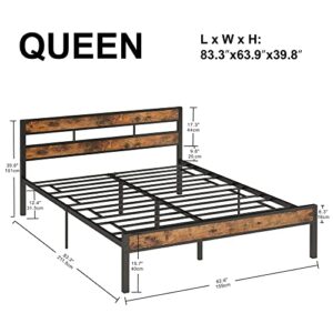 LIKIMIO Queen Bed Frame with Headboard, Platform Metal Bed Frame Queen with 14 Heavy Duty Steel Slats, More Sturdy, Noise-Free, No Box Spring Needed