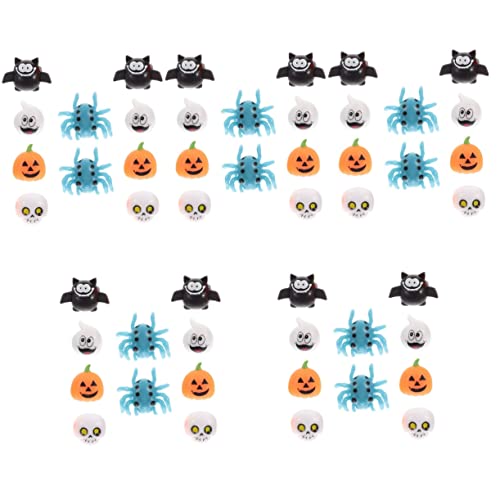 Hohopeti 50 pcs Light Kids Toy Fillers Party Flashing Goodies Treats Favors Pumpkin Dark LED Ghost Toys Goodie Glowing for in Random Halloween and Rings Supplies The Glow Spider Prizes