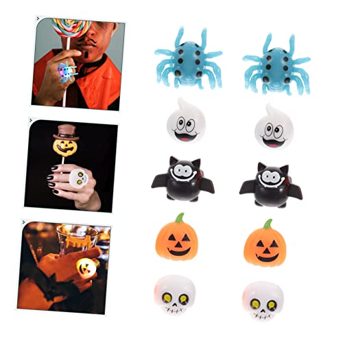 Hohopeti 50 pcs Light Kids Toy Fillers Party Flashing Goodies Treats Favors Pumpkin Dark LED Ghost Toys Goodie Glowing for in Random Halloween and Rings Supplies The Glow Spider Prizes