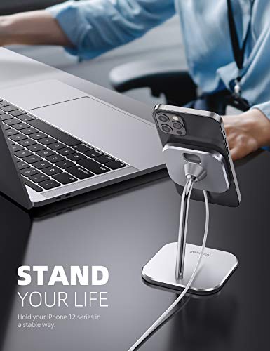 Lamicall Phone Stand for MagSafe Charger - Adjustable Aluminum Charging Holder Dock Cradle for Desk 360° Rotation, Compatible with Apple iPhone 14 Plus 13 12 Mini, Pro, Pro Max[MagSafe Not Included]