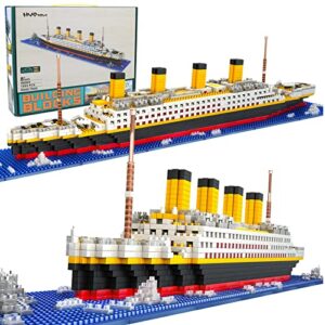 hyg toys titanic micro mini building blocks set, 1860pcs titanic toy ship model building bricks, 3d puzzle sets diy educational toys gift for adults and kids