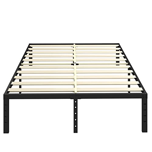 Founasia King Platform Bed Frame，18 Inches High Heavy Duty Metal Bedframe with Wide Wood Slats Hold up to 3500lbs,Noise-Free, No Box Spring Needed, 16-Inch Underbed Storage Space