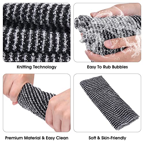 Sibba 1 Piece Exfoliating Body Scrubber Shower Wash Black Cloths Loofah Net Back Bath Exfoliator Washer Towel Skin Care Tool Scrub Face Washcloths Men Women