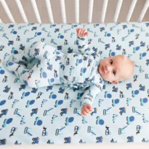 Posh Peanut Fitted Crib Sheet, Soft Viscose from Bamboo Fabric, Standard Crib and Toddler Mattresses 52" by 28" (Construction Cars)