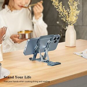 AISIERONE Portable Folding Phone Stand, Aluminum Desk Phone Stand, Phone Stand for Desk, Adjustable Cell Phone Stand, Metal Desktop Phone Stand for iPhone, Ipad, Mobile Phone, All Android Smartphone