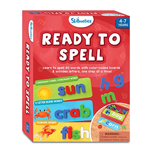 Skillmatics Ready to Spell - Educational Toy for Preschoolers, Stage-Based Learning to Improve Vocabulary & Spelling, Gifts for Ages 4 to 7