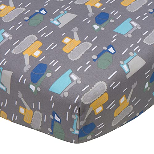 Gerber Baby Boys Girls Neutral Newborn Infant Baby Toddler Nursery 100% Cotton Fitted Bedding Crib Sheet, Trucks Grey, 28" x 52"