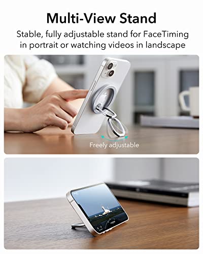 ESR Magnetic Phone Ring Holder (HaloLock), Compatible with MagSafe Phone Grip, MagSafe Ring Holder, Magnetic Phone Grip with Adjustable Stand, MagSafe Accessories for iPhone 14/13/12 Series, Silver