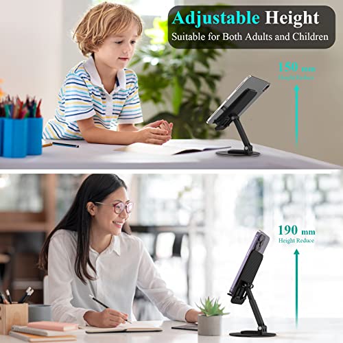 LDSXAY Rotatable Cell Phone Stand Height Adjustable Phone Holder for Desk Portable iPhone Stand, Foldable Cellphone Stand Compatible with All Mobile Phone iPhone 13 14 Pro Max 4-10'' Desk Accessories