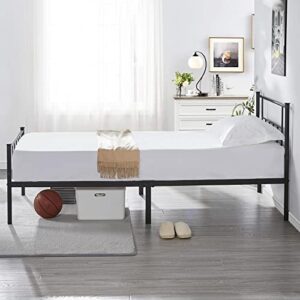 Yaheetech 13 inch Twin XL Size Metal Bed Frame with Headboard and Footboard Platform Bed Frame with Storage No Box Spring Needed Mattress Foundation Black