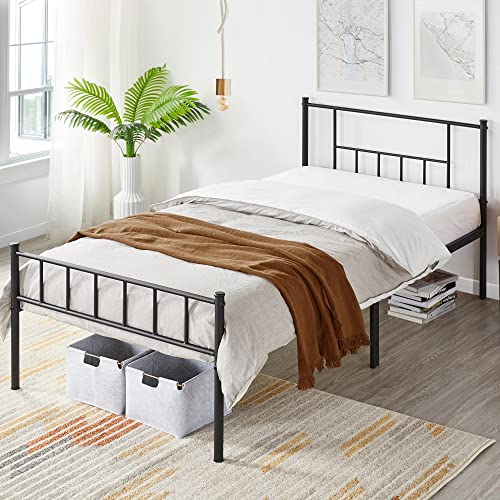 Yaheetech 13 inch Twin XL Size Metal Bed Frame with Headboard and Footboard Platform Bed Frame with Storage No Box Spring Needed Mattress Foundation Black