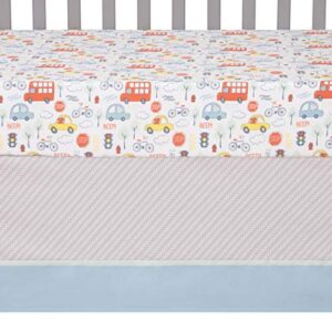 Sammy & Lou Beep Beep 4-Piece Baby Nursery Crib Bedding Set, Includes Quilt, Fitted Crib Sheet, Crib Skirt, and Plush Toy