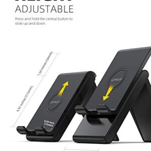 Lamicall Adjustable Cell Phone Stand - Foldable Portable Holder Cradle for Desk, Desktop Charging Dock Compatible with Phone 12 Mini 11 Pro XS Max XR X 8 7 6S Plus Galaxy S10 S9 S8 Smartphones Black