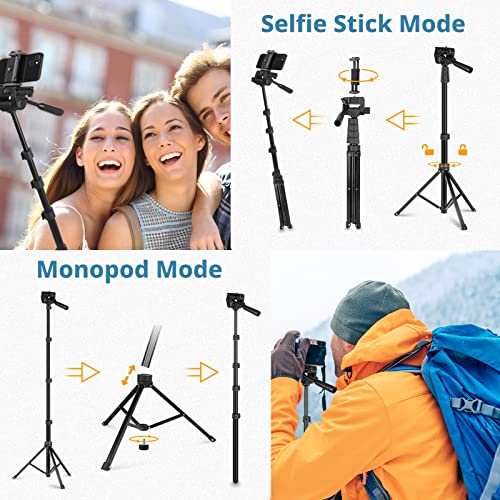 UBeesize 67" Extendable Phone Tripod, Detachable Cell Phone Tripod for Live Stream, Video Recording, Photography, Compatible with Cellphones/Camera/Projector/GoPro/Ring Light