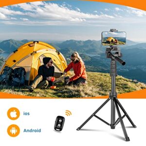 UBeesize 67" Extendable Phone Tripod, Detachable Cell Phone Tripod for Live Stream, Video Recording, Photography, Compatible with Cellphones/Camera/Projector/GoPro/Ring Light