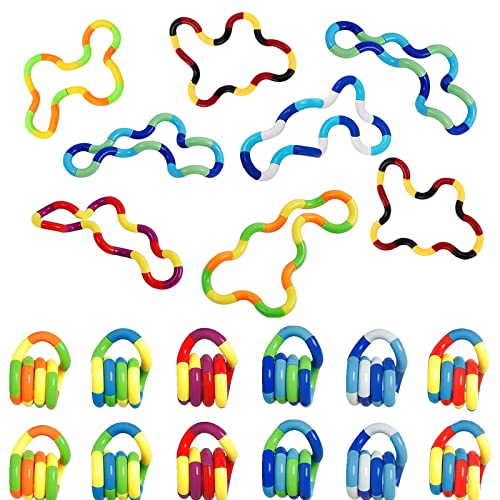 20 PCS Multicolored Quiet Fidgets Toys for Unique Fidget Experience, Anti Anxiety Sensory Toys Combine into New Shapes, Brain Imagination Tools, Relax Therapy Educational Toy for Kids Boys Adults