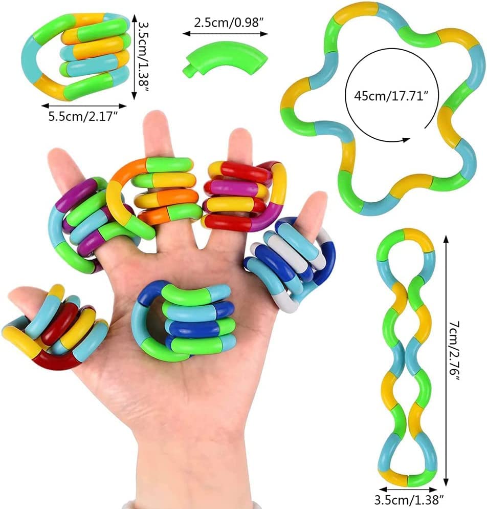 20 PCS Multicolored Quiet Fidgets Toys for Unique Fidget Experience, Anti Anxiety Sensory Toys Combine into New Shapes, Brain Imagination Tools, Relax Therapy Educational Toy for Kids Boys Adults