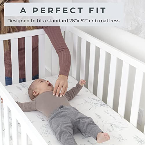 Pobibaby - 2 Pack Premium Fitted Baby Boy Crib Sheets for Standard Crib Mattress - Ultra-Soft Cotton Blend, Safe and Snug, and Stylish Woodland Crib Sheet (Explore)