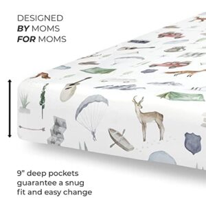 Pobibaby - 2 Pack Premium Fitted Baby Boy Crib Sheets for Standard Crib Mattress - Ultra-Soft Cotton Blend, Safe and Snug, and Stylish Woodland Crib Sheet (Explore)