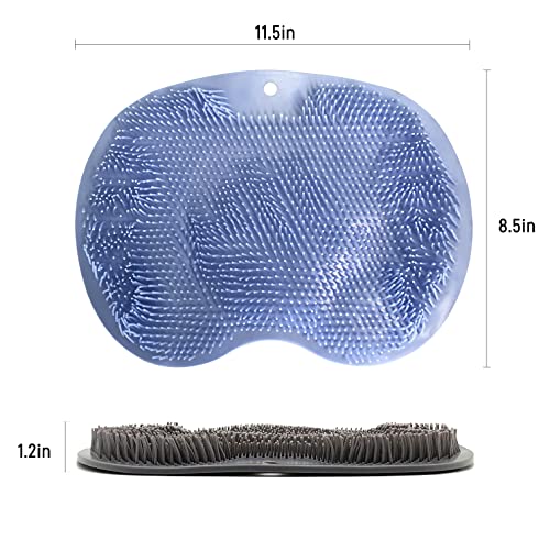 2 Pcs Shower Foot & Back Scrubber, Silicone Bath Massage Pad, Silicone Body Scrubber, Wall Mounted Back Scrubber, Silicone Bath Massage Cushion Brush with Suction Cups