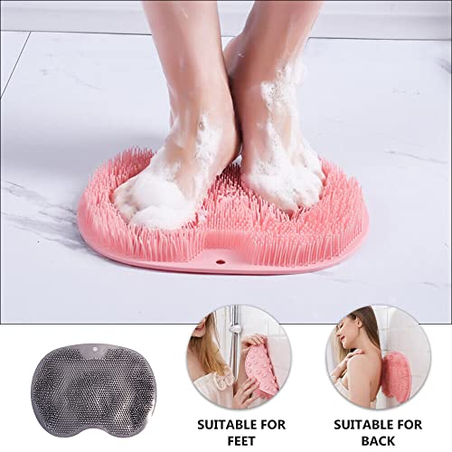 2 Pcs Shower Foot & Back Scrubber, Silicone Bath Massage Pad, Silicone Body Scrubber, Wall Mounted Back Scrubber, Silicone Bath Massage Cushion Brush with Suction Cups