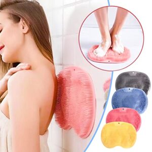 2 Pcs Shower Foot & Back Scrubber, Silicone Bath Massage Pad, Silicone Body Scrubber, Wall Mounted Back Scrubber, Silicone Bath Massage Cushion Brush with Suction Cups