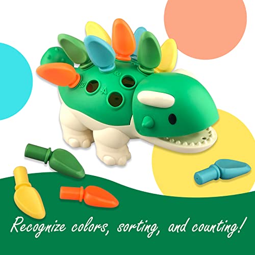 Qumiimet The Fine Motor Toy Spike Dinosaur, Ages 18+ Months Toddler Montessori Sensory Toys,Educational Learning Toys for Toddlers, Fine Motor Skills Gifts for 1 2 3 4 Year Old Toddlers