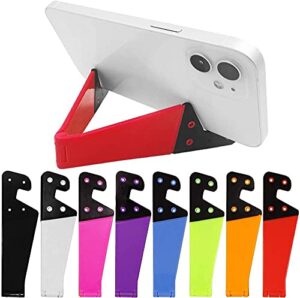 8 pcs universal pocket-sized colorful portable foldable v model mobile phone holder, sourceton desktop stand mount holder cradle compatible with ipads,tablets,e-readers,cellphones, kindles, pack of 8