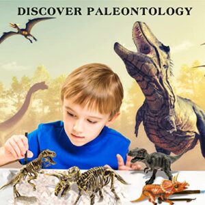 Dinosaur Fossil Dig Kit, Dino Excavation Kits for Kids, Educational Science Kits, Dinosaur Toys for Kids, Dig up 2 3D Skeleton Puzzles and 2 Dinosaur Figures Including T-Rex, Triceratops