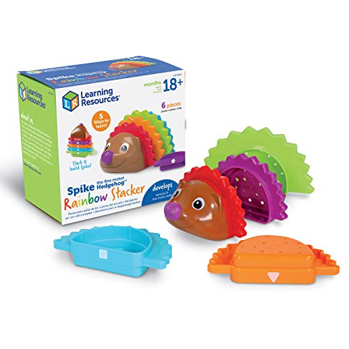 Learning Resources Spike the Fine Motor Hedgehog Rainbow Stackers - 6 Pieces, Ages 18+ months Stacking & Counting Toy for Toddlers, Montessori Toys