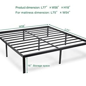 LIJQCI Full Size Bed Frame with Storage 18 Inch high Heavy Duty Metal Platform Mattress Foundation No Box Spring Needed