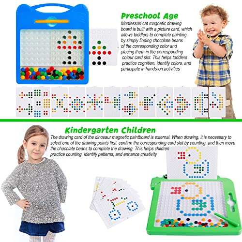 Magnetic Dots Board for Kids, Travel Toys Magnetic Drawing Board, Montessori Magnetic Dot Art Doodle Educational Preschool Toy for Boys Girls