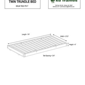 KD Frames Twin Trundle, Natural Wood