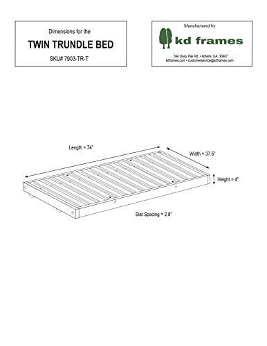 KD Frames Twin Trundle, Natural Wood