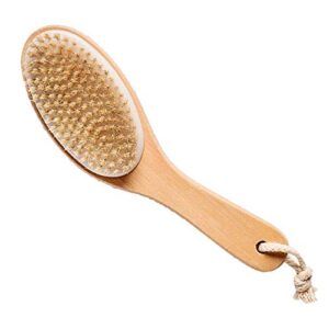 100% natural boar bristle body brush with contoured wooden handle by touch me